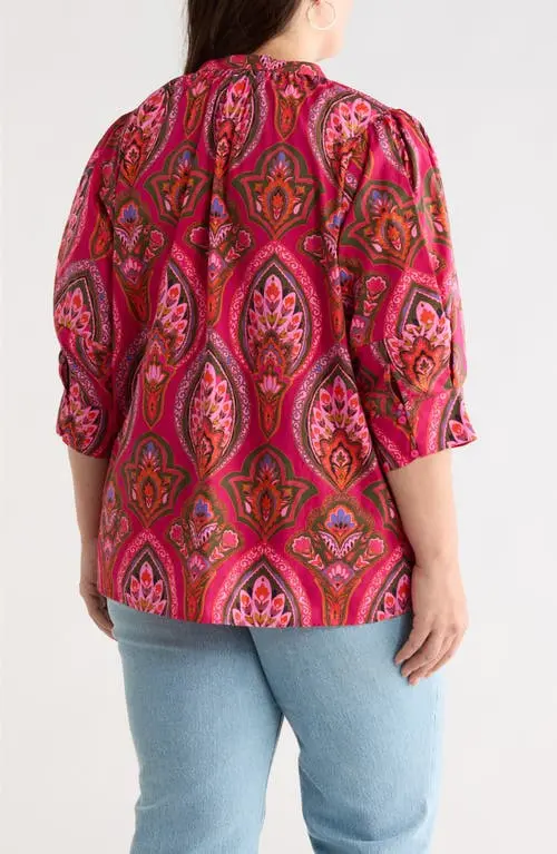 SUGARLIPS Azura Paisley Irina Split Neck Top