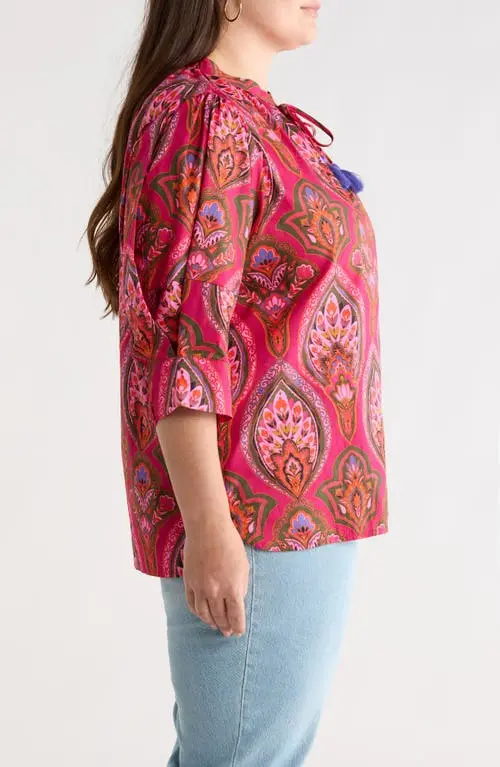 SUGARLIPS Azura Paisley Irina Split Neck Top