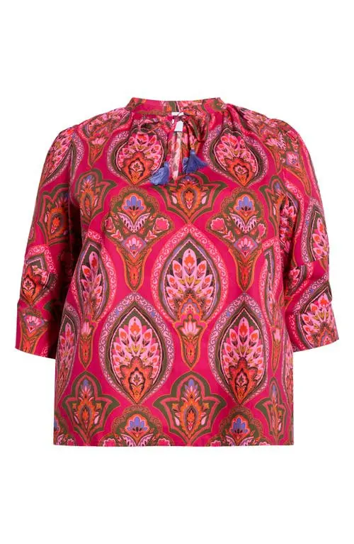 SUGARLIPS Azura Paisley Irina Split Neck Top