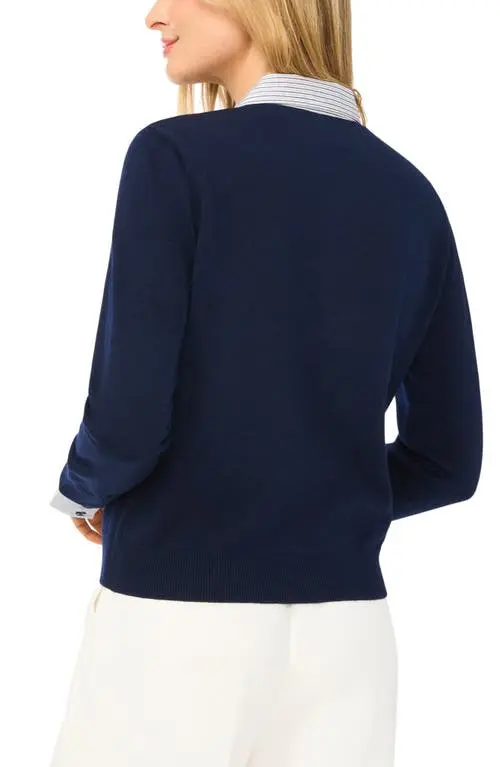 Halogen Mixed Media Henley - Classic Navy