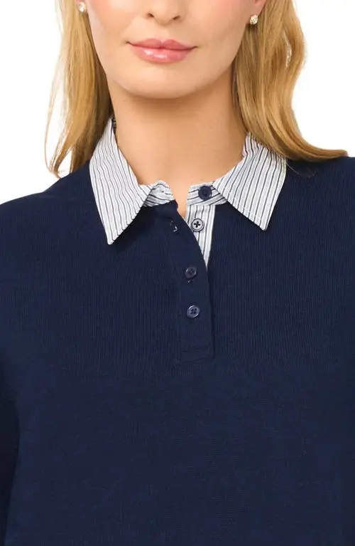 Halogen Mixed Media Henley - Classic Navy