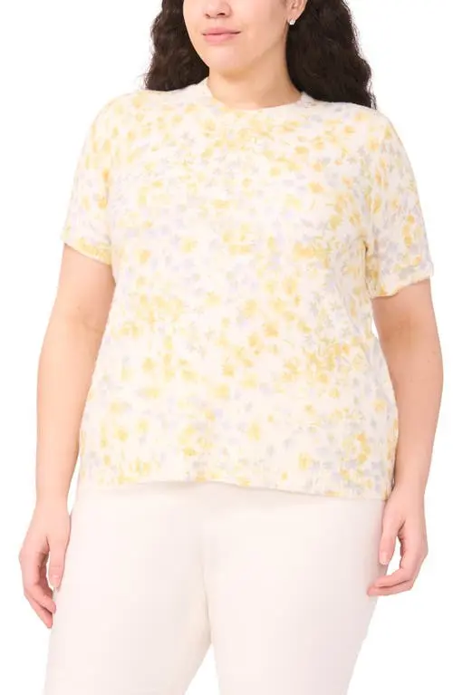Halogen Floral Print Short Sleeve Sweater