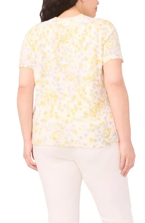 Halogen Floral Print Short Sleeve Sweater