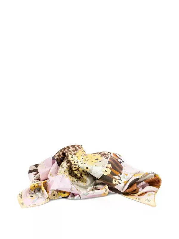 Fendi Gardening-print Silk Scarf - Pink