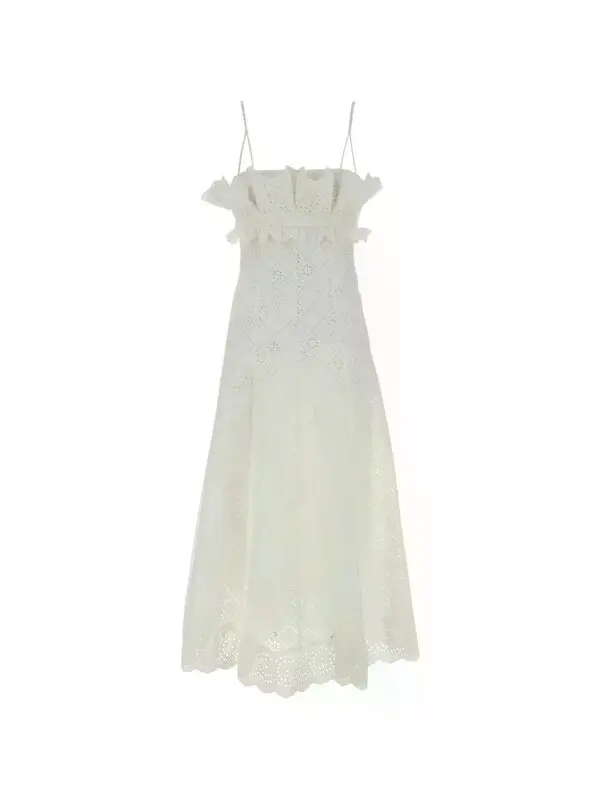 Alberta Ferretti Ruffled Broderie-anglaise Cotton Dress