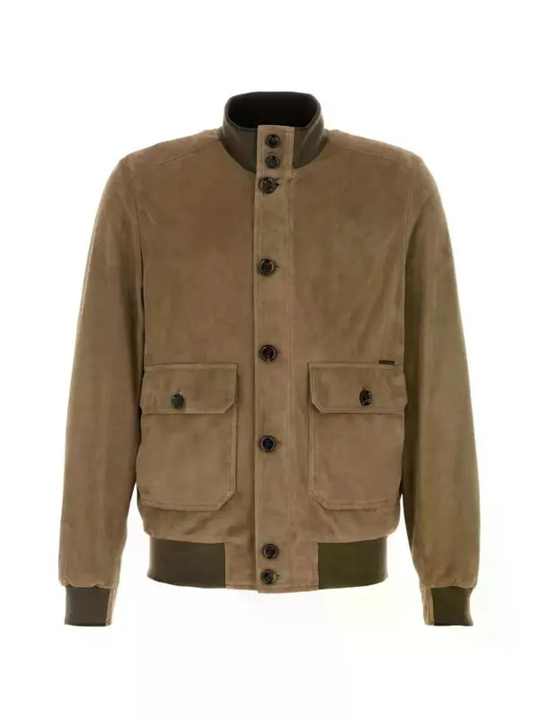 MOORER Carlos Button-up Suede Bomber Jacket