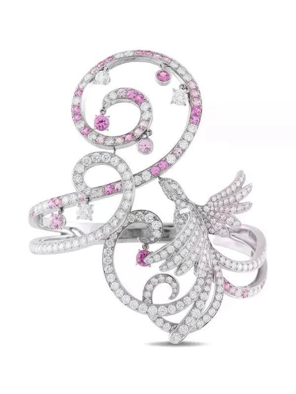 Van Cleef & Arpels Oiseaux De Paradis Diamond And Sapphire Bracelet - Silver