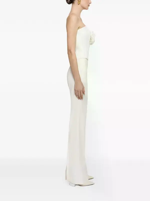 NISSA Floral-appliqué Corset Top - White