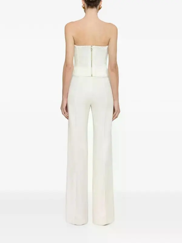 NISSA Floral-appliqué Corset Top - White