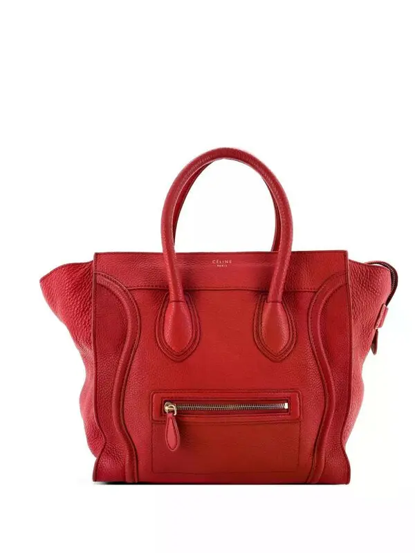 Celine Luggage Bag Grainy Leather Mini Tote Bag - Red