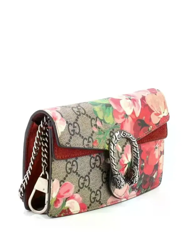 Gucci Dionysus Blooms Print Gg Coated Canvas Super Mini Crossbody Bag - Brown