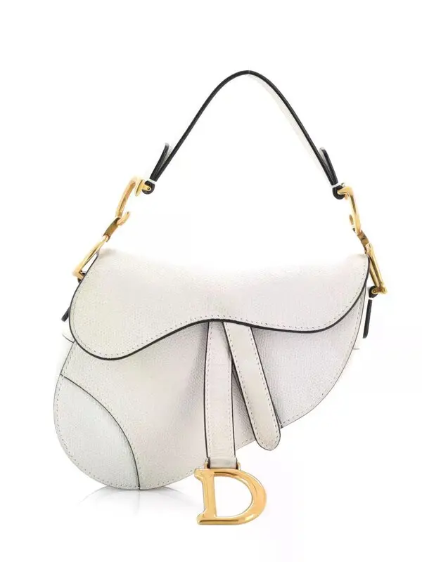 Dior Saddle Handbag Leather Mini Shoulder Bag - White