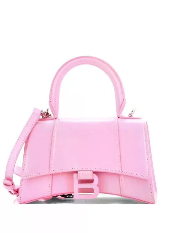 Balenciaga Hourglass Top Handle Bag Leather Xs Crossbody Bag - Pink