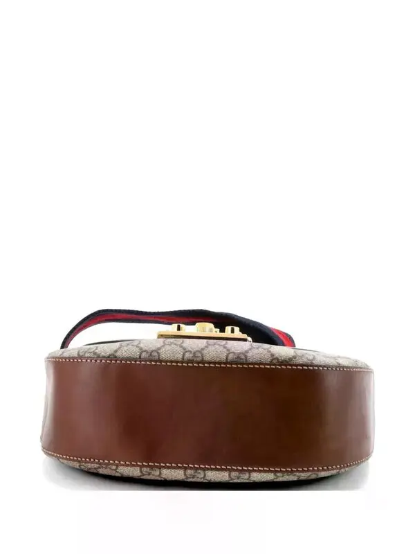 Gucci Padlock Saddle Shoulder Bag Gg Coated Canvas - Brown