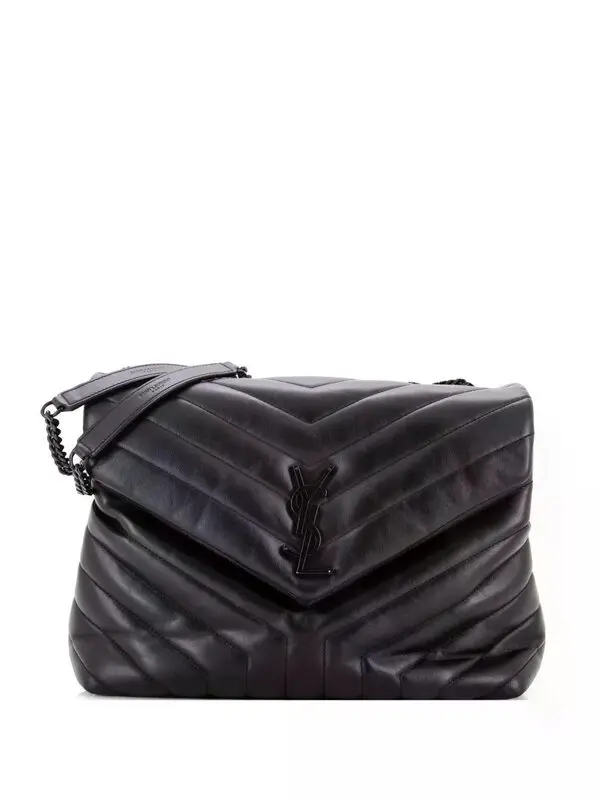 Saint Laurent Loulou Matelasse Chevron Leather Medium Shoulder Bag - Black