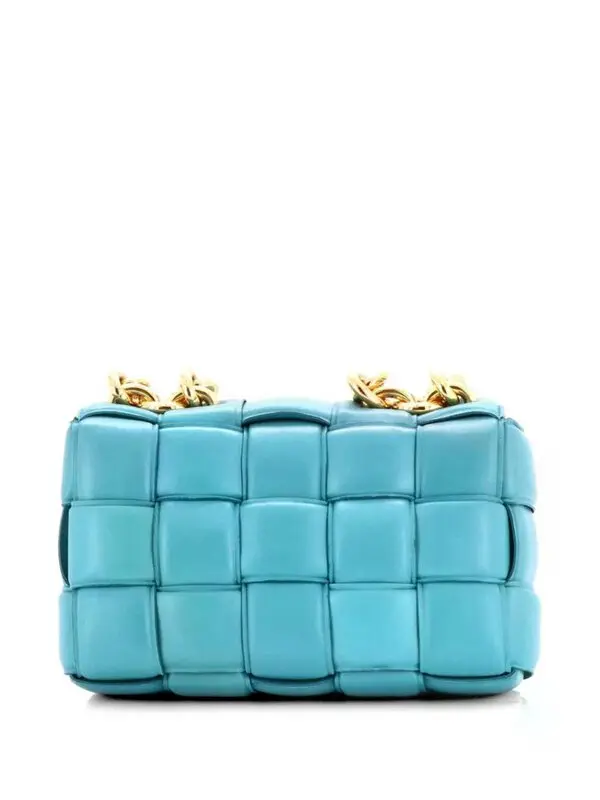 Bottega Veneta Cassette Chain Padded Maxi Intrecciato Leather Crossbody Bag - Blue