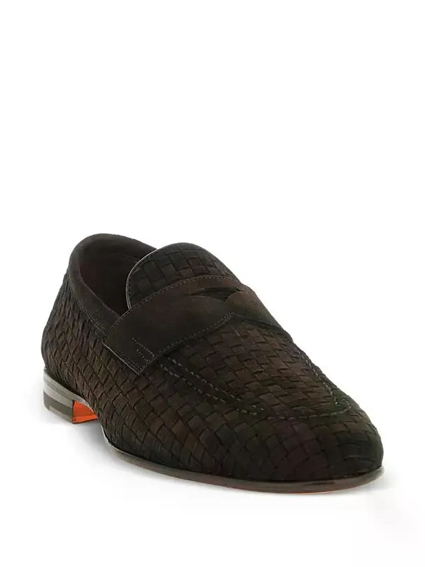 Santoni Carlo Woven Leather Loafers