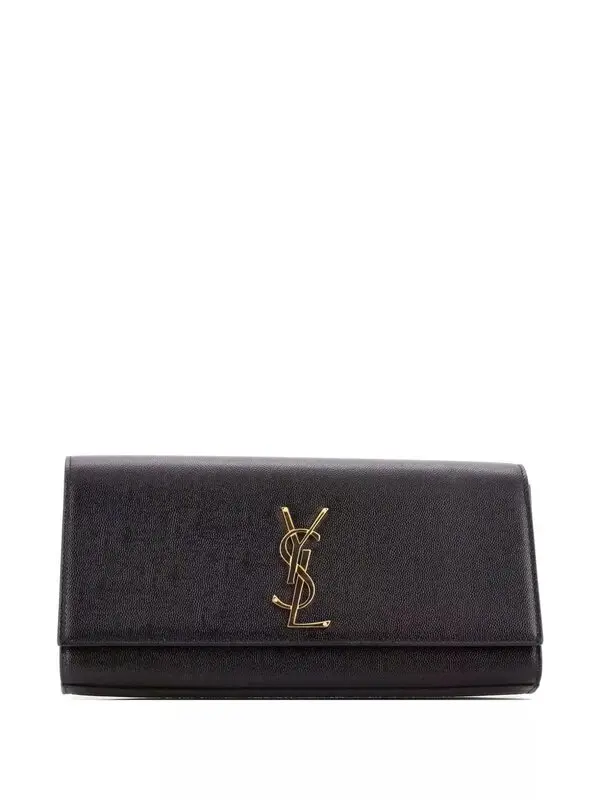 Saint Laurent Classic Monogram Leather Long Clutch Bag - Black