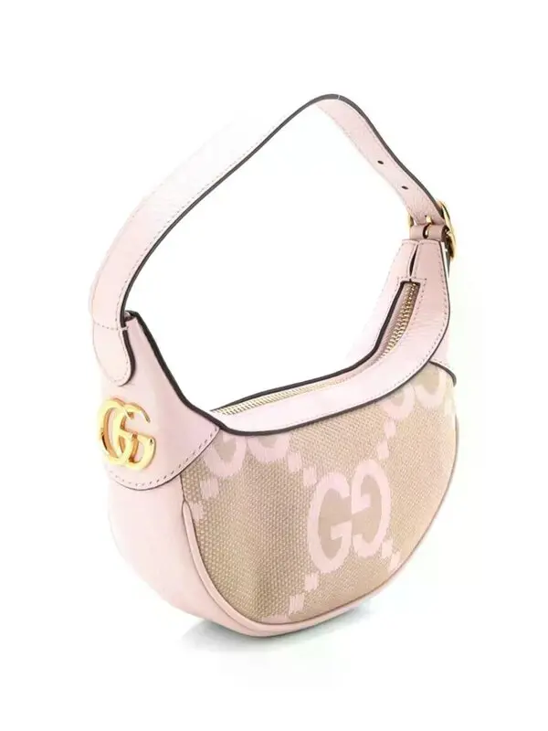 Gucci Ophidia Half Moon Bag Jumbo Gg Canvas Mini Hobo Bag - Pink