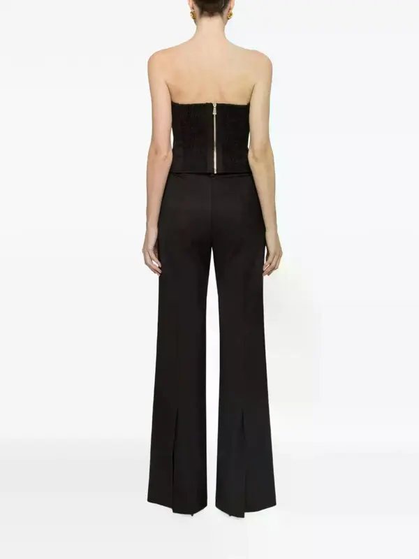 NISSA Floral-appliqué Corset Top - Black