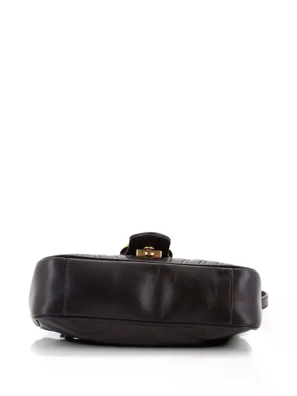 Gucci Gg Marmont Flap Bag Matelasse Leather Small Crossbody Bag - Black