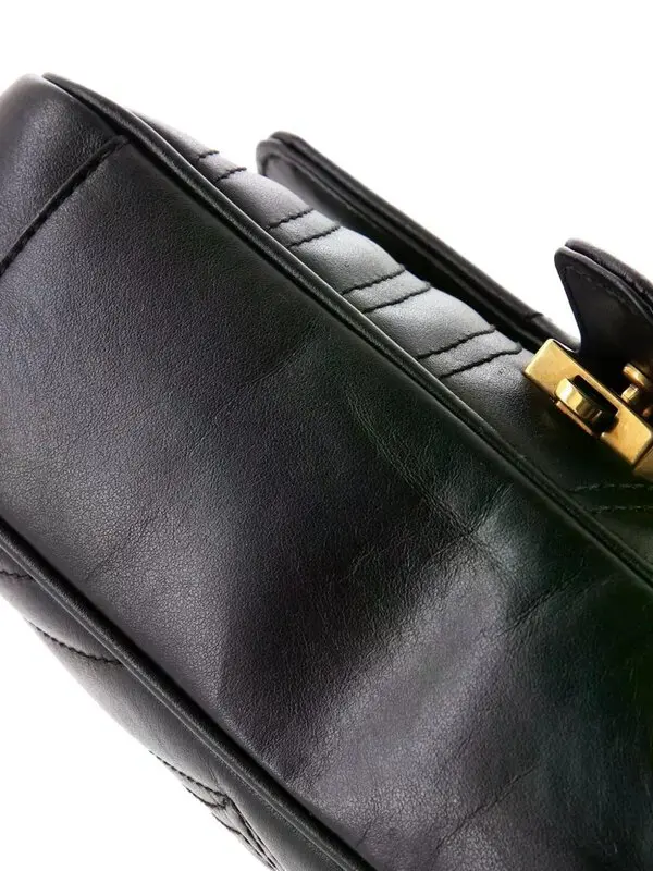 Gucci Gg Marmont Flap Bag Matelasse Leather Small Crossbody Bag - Black