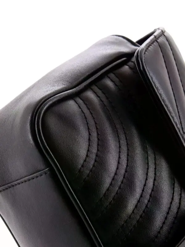 Gucci Gg Marmont Flap Bag Matelasse Leather Small Crossbody Bag - Black