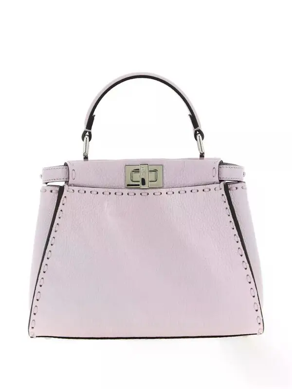 Fendi Mini Peekaboo Selleria Topstitching Tote Bag - Purple