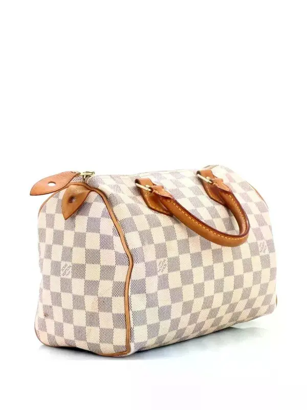 LOUIS VUITTON Speedy Handbag Damier 25 Satchel - White