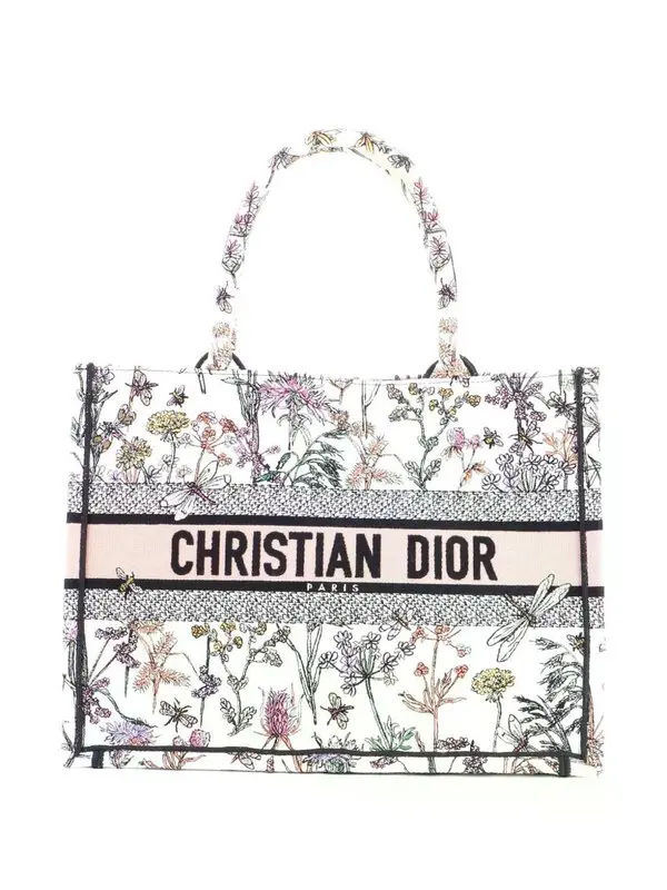 Dior Book Embroidered Canvas Medium Tote Bag - Multicolour