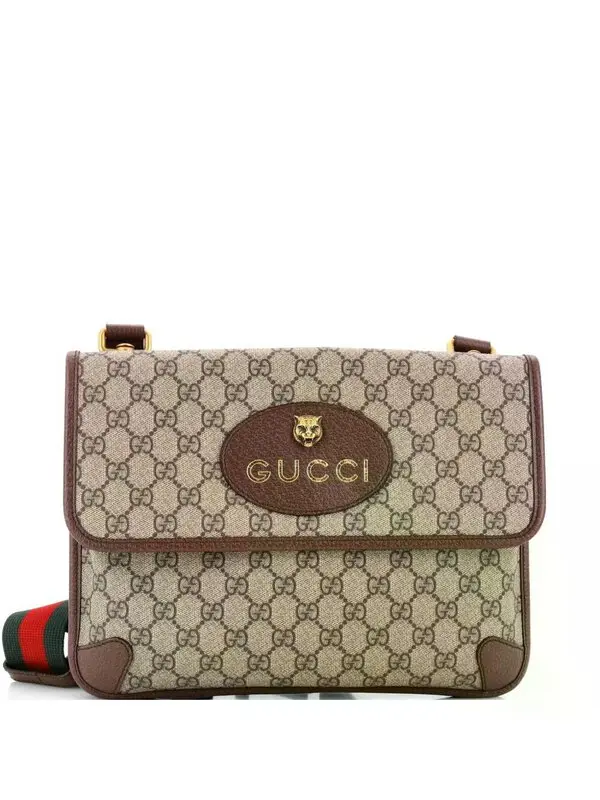 Gucci Neo Vintage Flap Messenger Gg Coated Canvas Medium Crossbody Bag - Brown