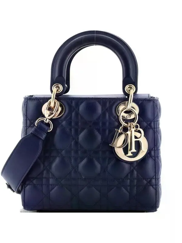 Dior My Abcdior Lady Bag Cannage Quilt Lambskin Crossbody Bag - Blue