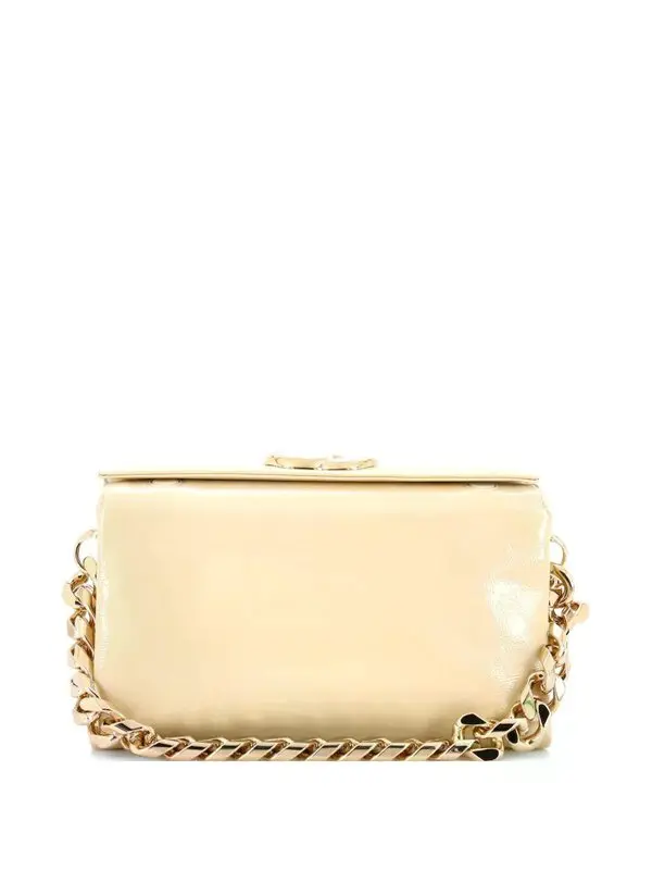 Gucci Gg Soft Chain Handle Bag Patent Small Satchel - White