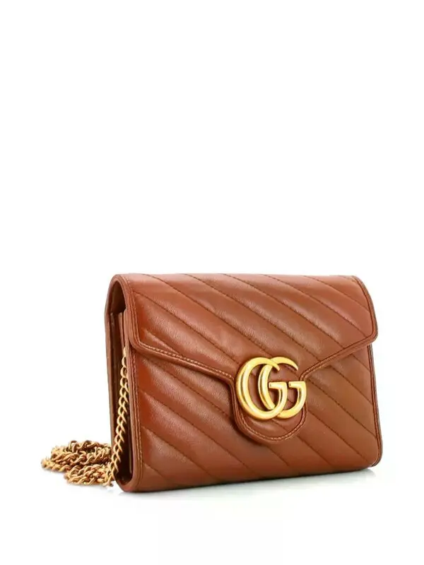 Gucci Gg Marmont Chain Wallet - Brown