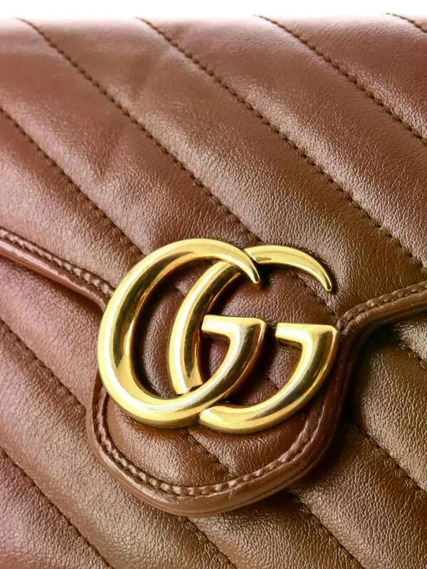 Gucci Gg Marmont Chain Wallet - Brown