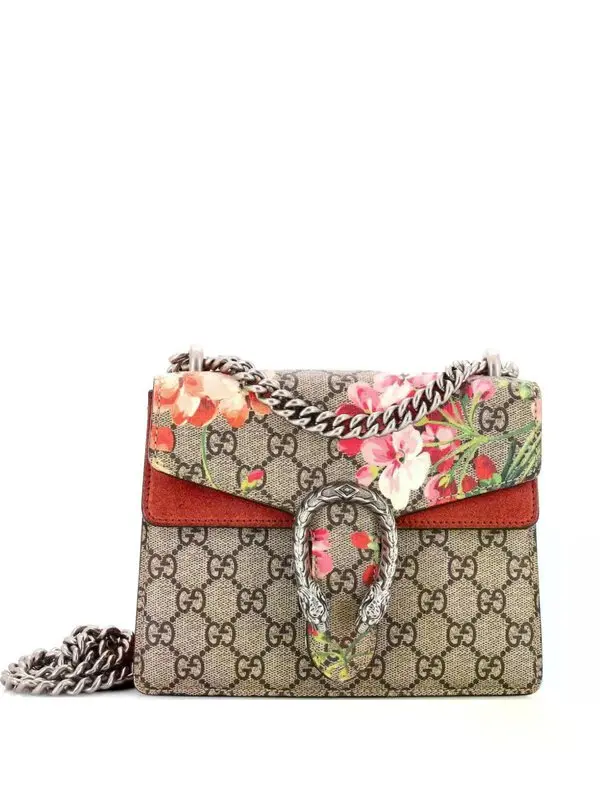 Gucci Dionysus Bag Blooms Print Gg Coated Canvas Mini Shoulder Bag - Brown