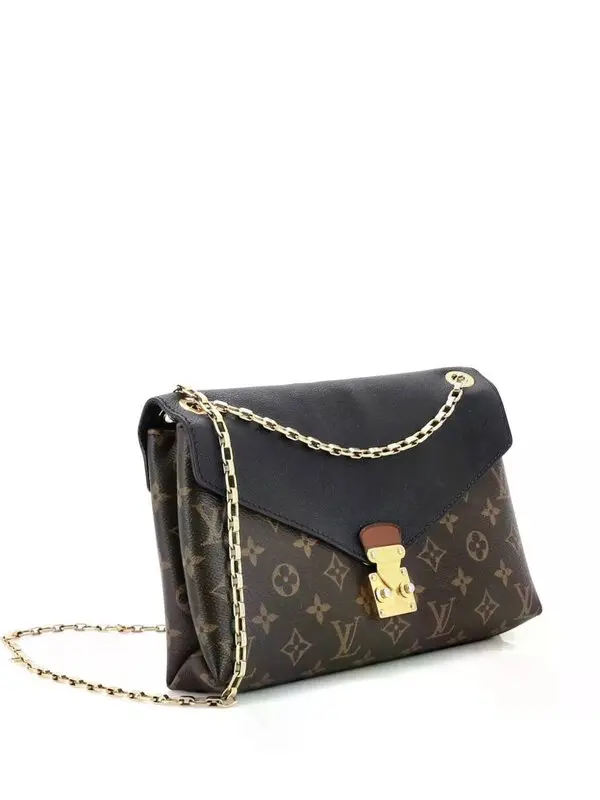 LOUIS VUITTON Pallas Chain Monogram Canvas And Calfskin Shoulder Bag - Black
