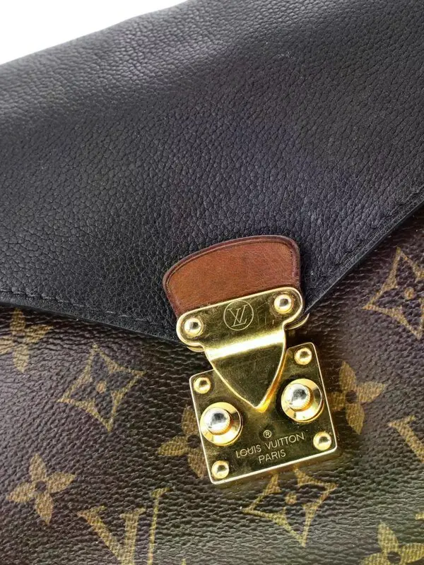 LOUIS VUITTON Pallas Chain Monogram Canvas And Calfskin Shoulder Bag - Black