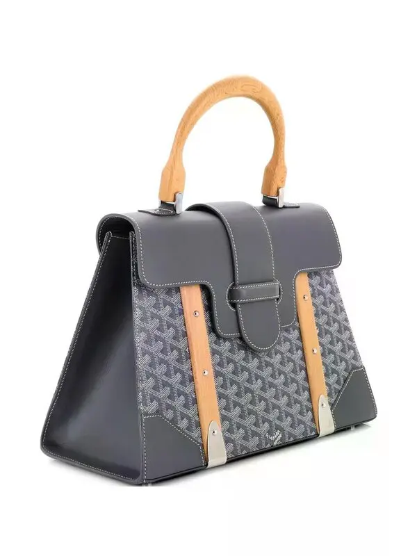 Goyard Saigon Top Handle Bag Coated Canvas With Leather Mm Satchel - Grey