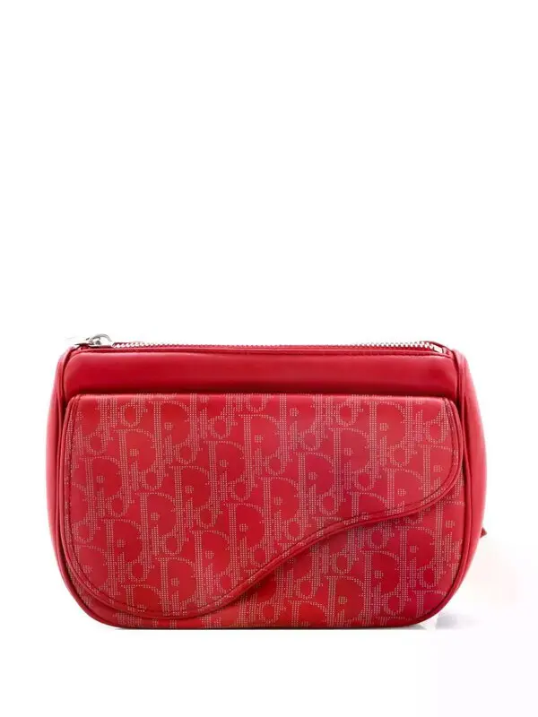 Dior World Tour Saddle Oblique Galaxy Leather Belt Bag - Red