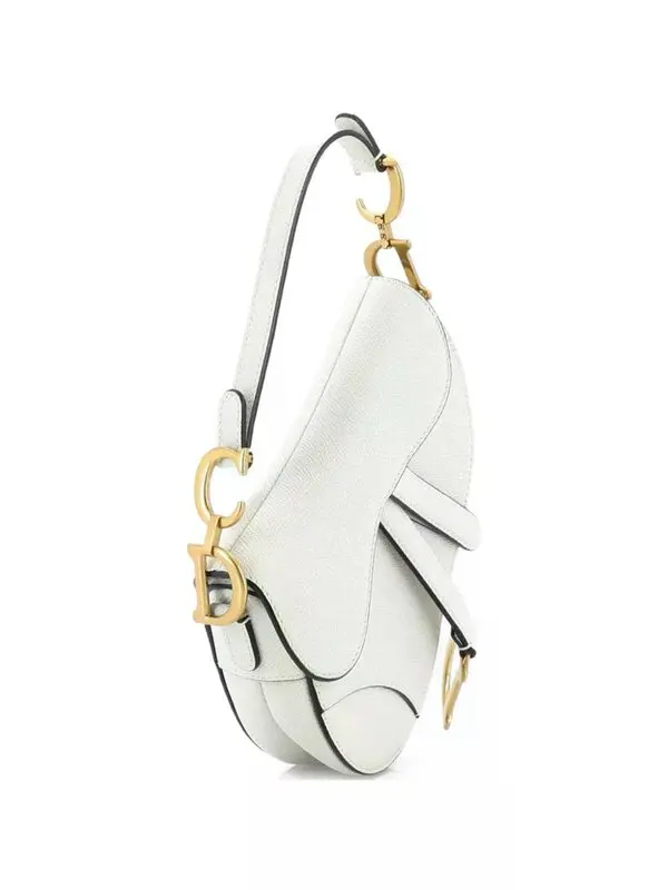 Dior Saddle Handbag Leather Mini Shoulder Bag - White