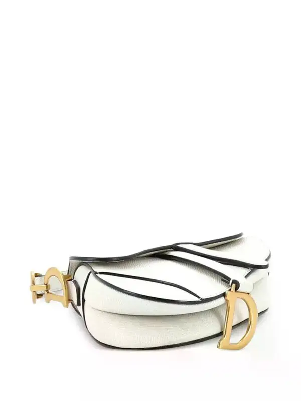 Dior Saddle Handbag Leather Mini Shoulder Bag - White