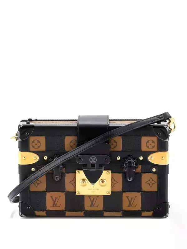LOUIS VUITTON Petite Malle Handbag Damier Tressage Monogram Canvas And Leather Clutch Bag - Black