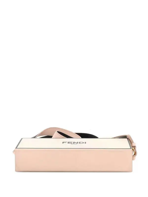 Fendi Logo Horizontal Box Crossbody Bag Leather Clutch Bag - Pink
