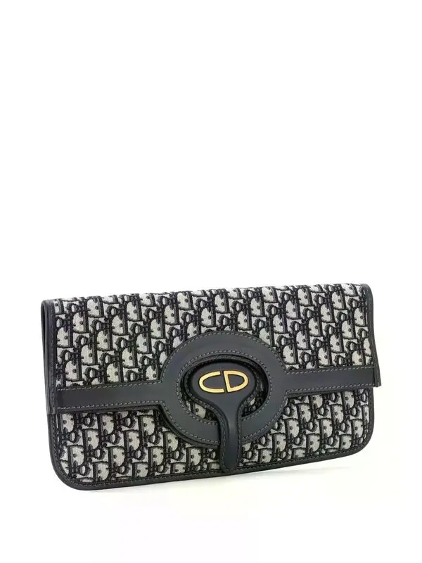 Dior Fold Over Oblique Canvas Clutch Bag - Blue