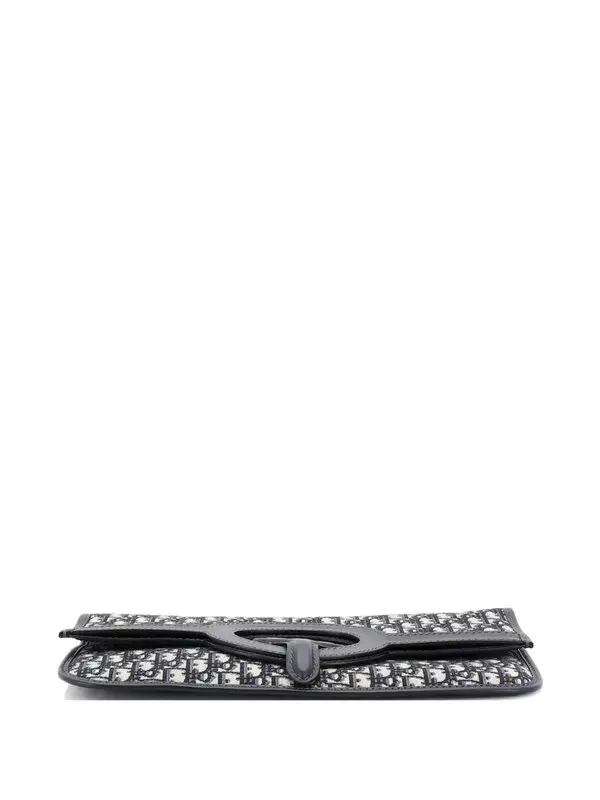 Dior Fold Over Oblique Canvas Clutch Bag - Blue