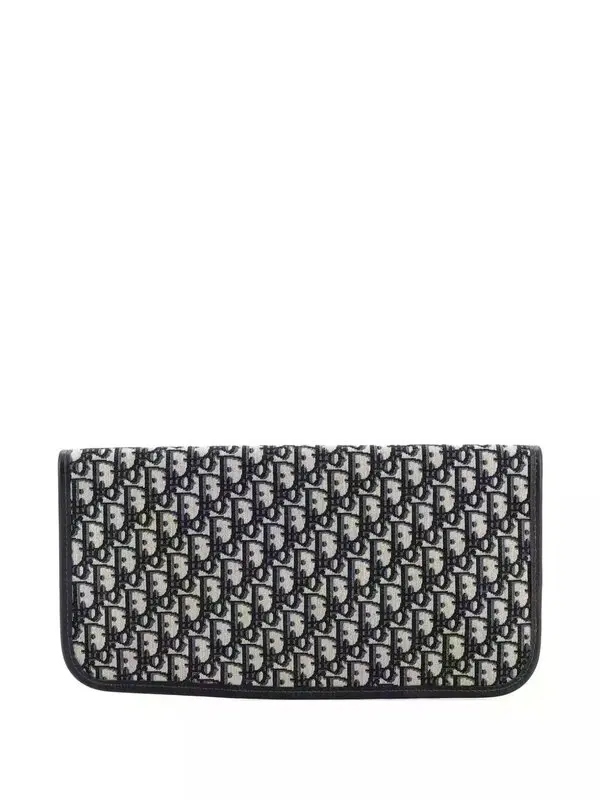 Dior Fold Over Oblique Canvas Clutch Bag - Blue
