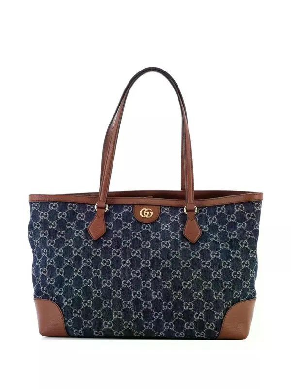 Gucci Ophidia Shopping Gg Denim Medium Tote Bag - Blue