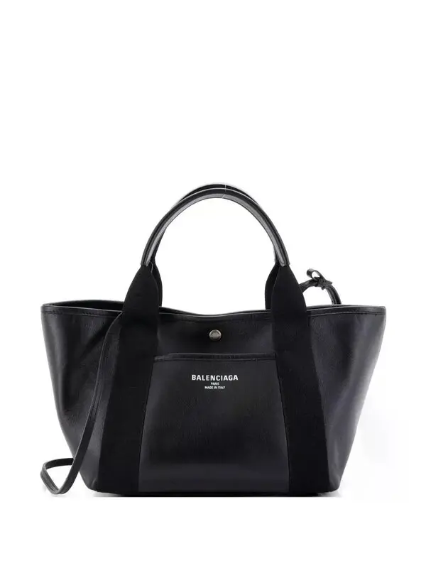 Balenciaga Biarritz Leather Small Tote Bag - Black