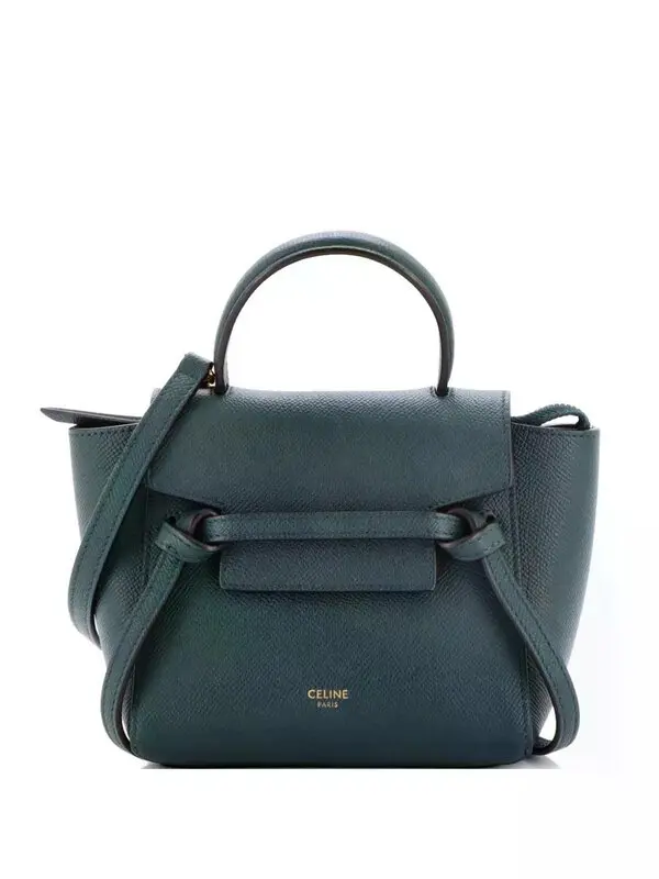 Celine Belt Bag Textured Leather Pico Shoulder Bag - Green